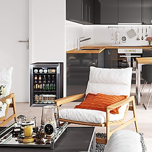 NewAir AB-850 Beverage Refrigerator Cooler with 90 Can Capacity - Mini Bar Beer Fridge with Right Hinge Glass Door - Cools to 37F - Stainless Steel