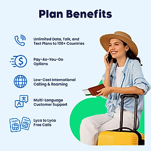 Lycamobile 30 Day Prepaid SIM Card for Cell Phones, 5 GB High Speed 4G LTE/5G Data, International Talk & Text to 100+ Countries, Quick Activation, 3-in-1 Triple-Cut, Compatible w/ Most Mobile Phones