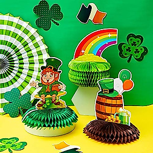 Zonon 19 Pieces St. Patrick's Day Banner St. Patrick's Day Honeycomb Centerpiece St. Patrick' Day Hanging Decorations Shamrock Cutouts Cards St. Patrick's Day Baby Shower Decorations Procession