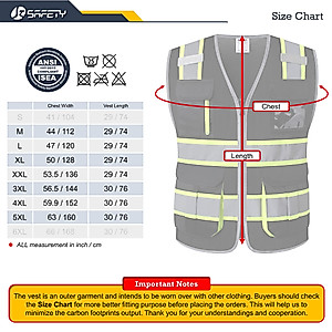 JKSafety 9 Pockets Hi-Vis Mesh Safety Vest for men and women | Chaleco reflectante de seguridad | Zipper Front | Multiple Pockets | Class 1 (140-Black L)