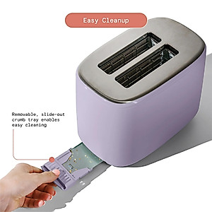 Beautiful 2 Slices Toaster with Touch-Activated Display, 7 Browning Settings, Bagel & Frozen Bread Presets, Slide-Out Crumb Tray Stylish Kitchen Toaster by Drew Barrymore (Lavender)