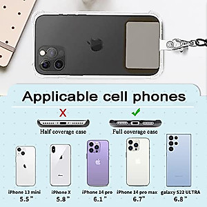 Phone Tether with 2 Patch and Silicone Phone Holder,2 in 1 iPhone Lanyard Tether with Carabiner Clip for Anti-Drop,Fits Most Cell Phones (Black)