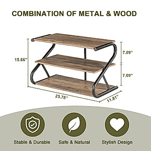 BWOORACKU Shoe Rack - Multi-Functional 3-Tier Z-Shaped Wooden Storage Organizer for Shoes, Entryway to Garage & More(Light Rustic)