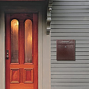 KYODOLED Steel Key Lock Mail Boxes Outdoor,Locking Wall Mount Mailbox,Security Key Drop Box,12Hx 10.51Lx 4.68W Inches,Bronze Large