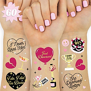 xo, Fetti Divorce Party Temporary Tattoos - 60 Foil Styles | Just Divorced Party Supplies, Break Up Party Favors, Single Ladies Party Decorations, Ex-Wife Gag Gift, Newly Divorced