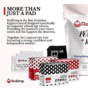 RedDrop Tween FlowNight Pads - Thin and Secure Pads for Peaceful Nights - Designed for Girls Experiencing Their First Period