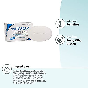 Vanicream Cleansing Bar | Fragrance, Gluten and Sulfate Free | For Sensitive Skin | Gently Cleanses and Moisturizes, 3.9 Ounce (Pack of 12)