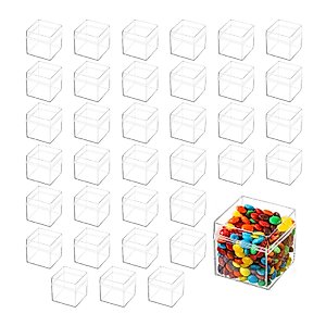 LIDSCURA 36 Packs 2''x2''x2'' Acrylic Box, Acrylic Candy Box, Small Clear Plastic Square Cube Box with Lids, Candy Storage Container, for Candy Pill, Tiny Jewelry, Cosmetics, Jewelry, Party Favor