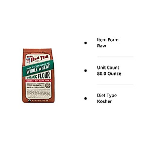 Bob's Red Mill, Organic Flour, Whole Wheat, 5 lb