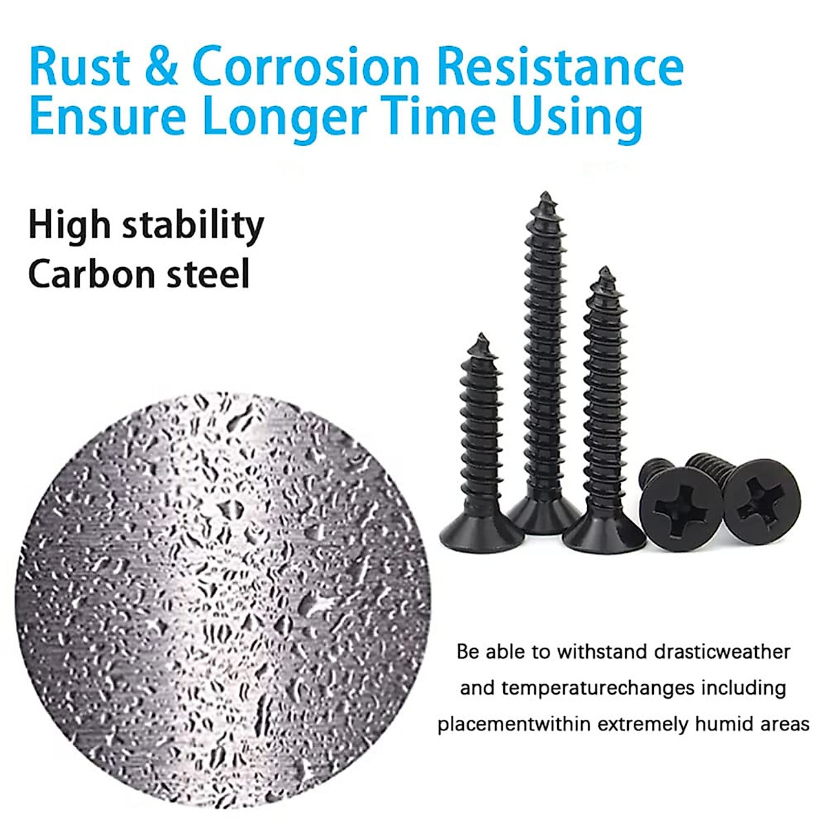 Indprod M3 Flat Head Wood Screws Assortment Fasteners Kit 450pcs,Phillips Drive Countersunk Head Self-Tapping Screws,Carbon Steel