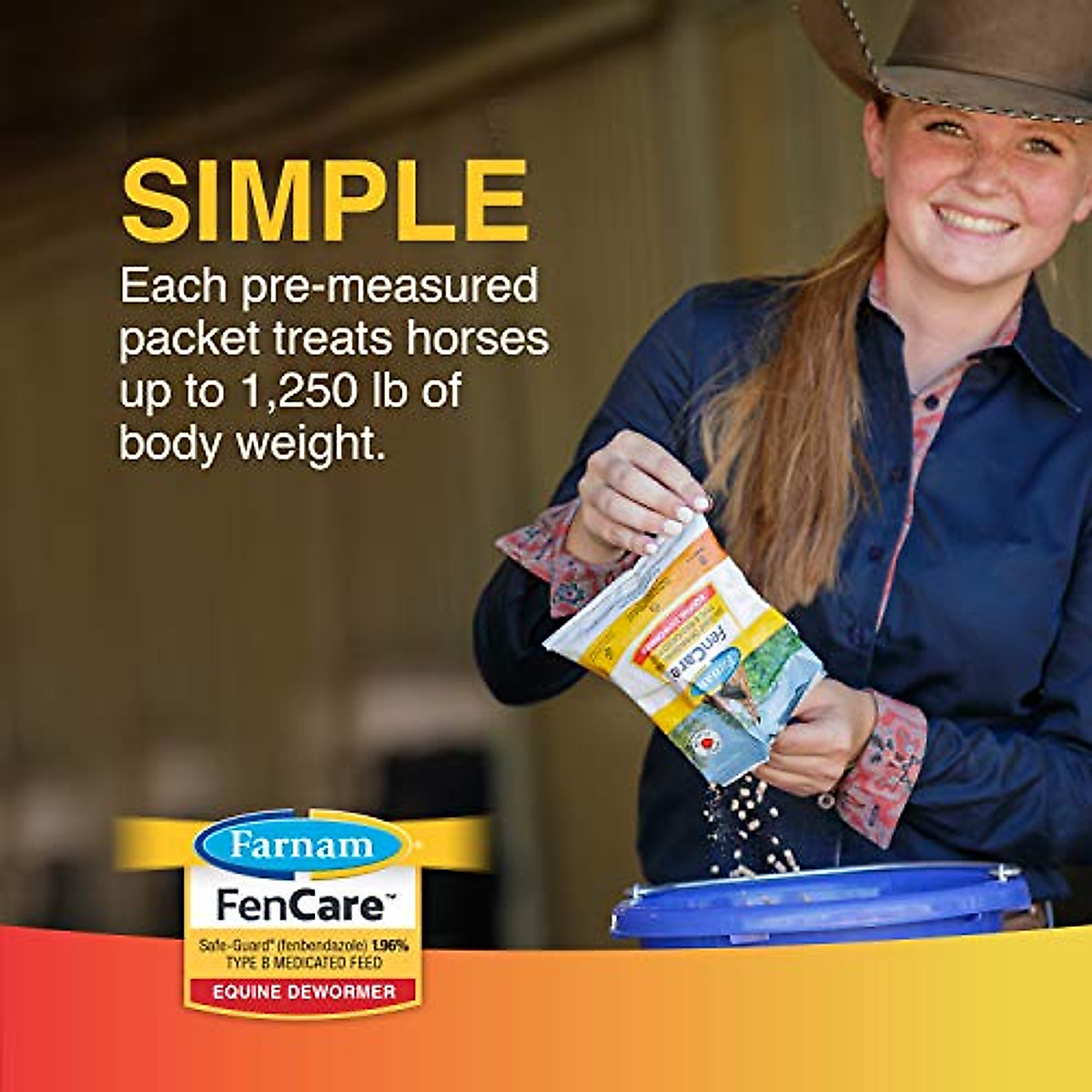 Farnam FenCare Safe-Guard (fenbendazole) 1.96% Type B Medicated Feed Equine Dewormer 5 Ounces