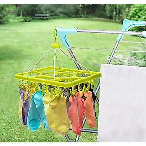 Artmoon Remark Laundry Drying Hanging Rack with 24 Clips - Strong Clothespins (15.2 X 11.6 X 13.8) | Indoor Outdoor Airer Dryer for Drying Baby Clothes, Lingerie, Underwear, Hat, Scarf, Socks, Gloves