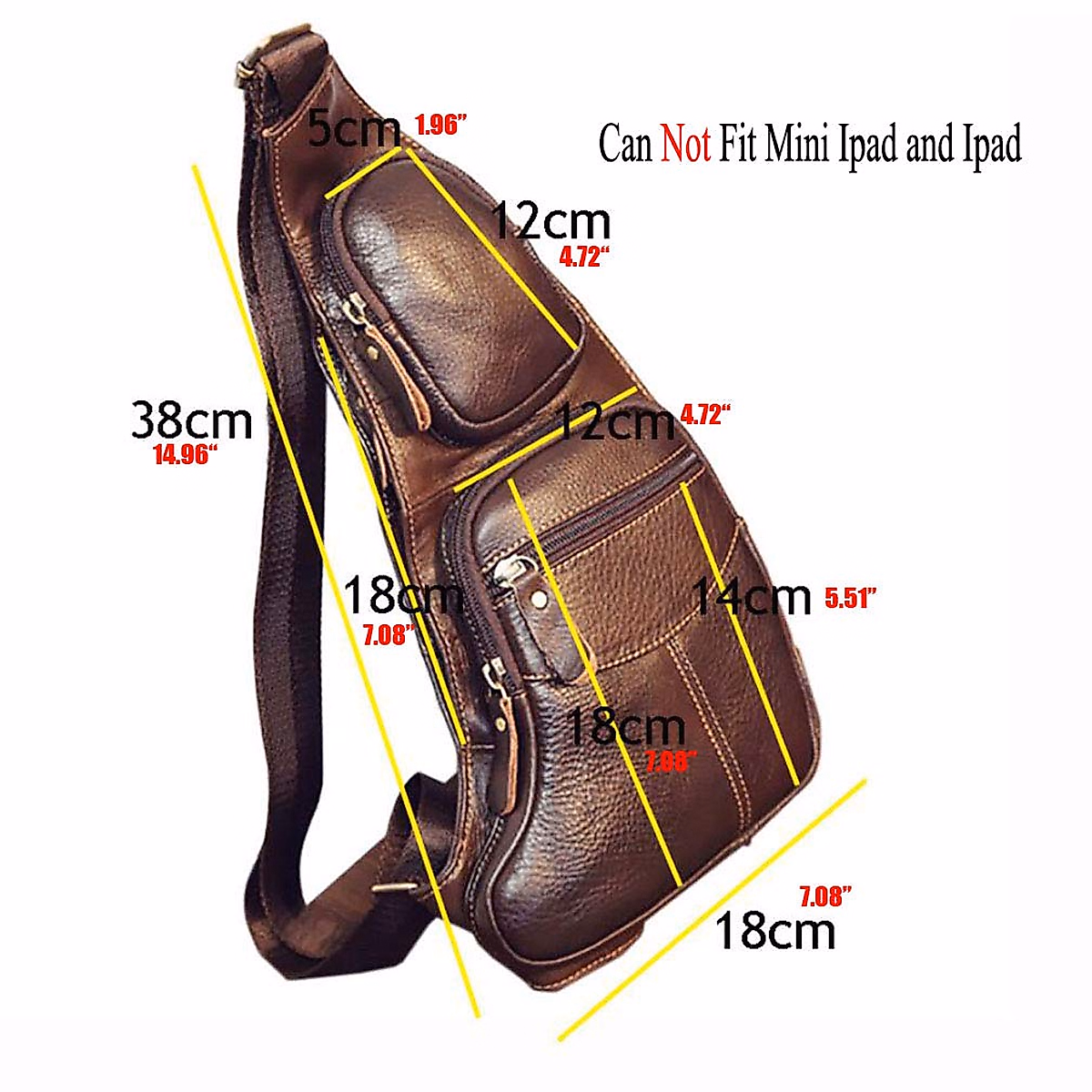 Leather Sling Bag Backpack for Men Women Crossbody Shoulder Chest Day Pack Outdoor Travel Camping Tactical Daypack