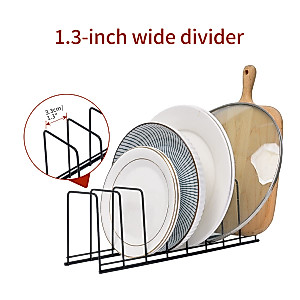 PINNIYOU Pot Lid Organizer, 2 Pack Kitchen Plate Pot Lid Rack Holder Rest, Storage Cutting Boards, Bakeware, Pots & Pans Serving Trays, Reusable Containers in Cabinet Pantry, USU201, Black