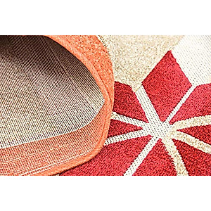 Unique Loom Outdoor Modern Collection Area Rug - Albuquerque (8' x 10' Rectangle, Burgundy/ Beige)
