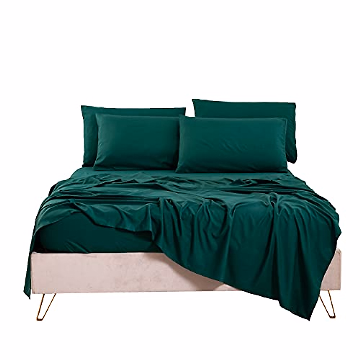 Bedlifes Full Size Sheet Sets- Cooling Sheets-Ultra Soft-Silky-Breathable-Deep Pocket- 1800 Series Bedding Set Microfiber- Green Bed Sheets Full Size 4 Pieces