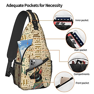 Ancient Egyptian Sling Bag Crossbody Chest Daypack Casual Backpack Egyptian Shoulder Bag Egyptian Decor