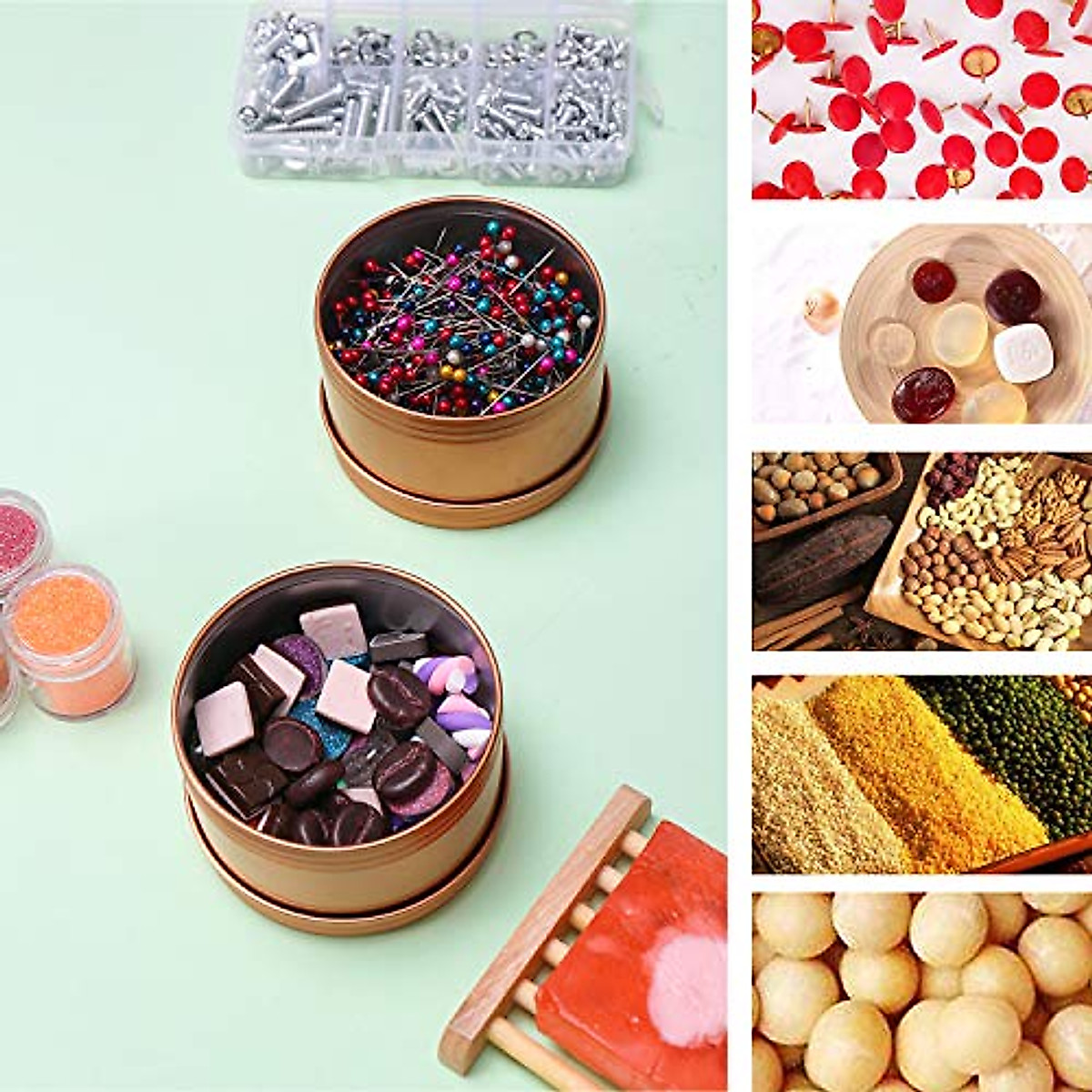 LIYAR 8 Ounce Aluminum Metal Tin 24 Pack Metal Containers Round Candle Jars Bulk Empty Cans with Screw Lid for Candles, Arts & Crafts,Storage & More (Pastel Orange)