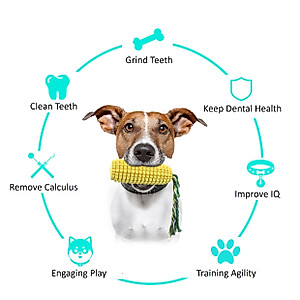 Generic Dog Chew Toys for Aggressive Chewers – 2 Pcs Set Indestructible Tough Durable Squeaky Interactive Dog Corn Stick Toys for Small Medium Large Pet Super Fun Puppy Teeth Chew, Yellow