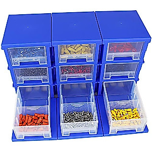 Modular Stackable Expandable Stacking Storage Hardware Organizer Bins with Drawers