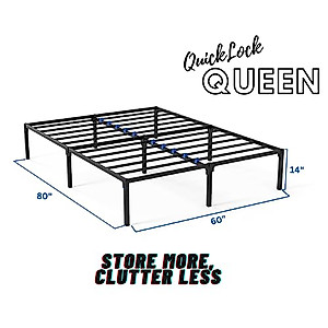 UrbanLab QuickLock Metal Platform Queen Bed Frame | Quiet & Sturdy | No Box Spring Needed | 14 inch Mattress Foundation Metal Bed Frame Queen Size | 3500 LB Limit Queen Platform Bed Frame