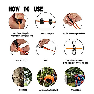 QeeHeng Camping Retractable Clothesline,Adjustable 26ft Camping Clothesline,with 20 Windproof Clothespins,10 Stoppers