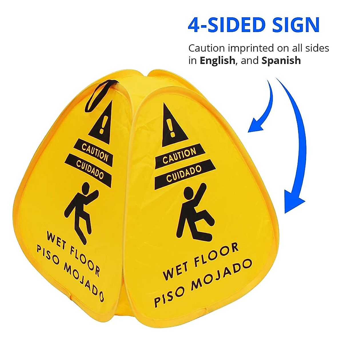 3 Pack Pop-up Caution Wet Floor Sign 16in for Restaurant, Commercial and Industrial Safety