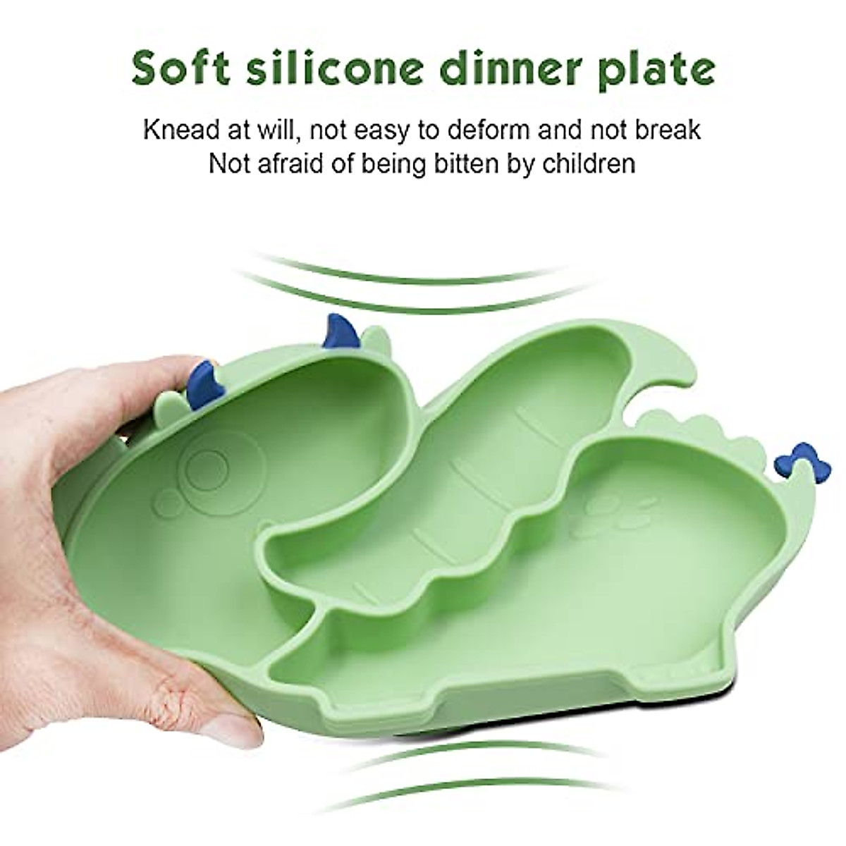 Qshare Toddler Plate, Portable Baby Plates for Toddlers and Kids, BPA-Free Strong Suction Plates for Toddlers, Dishwasher & Microwave Safe Silicone Placemat 9x6x1.5 inch