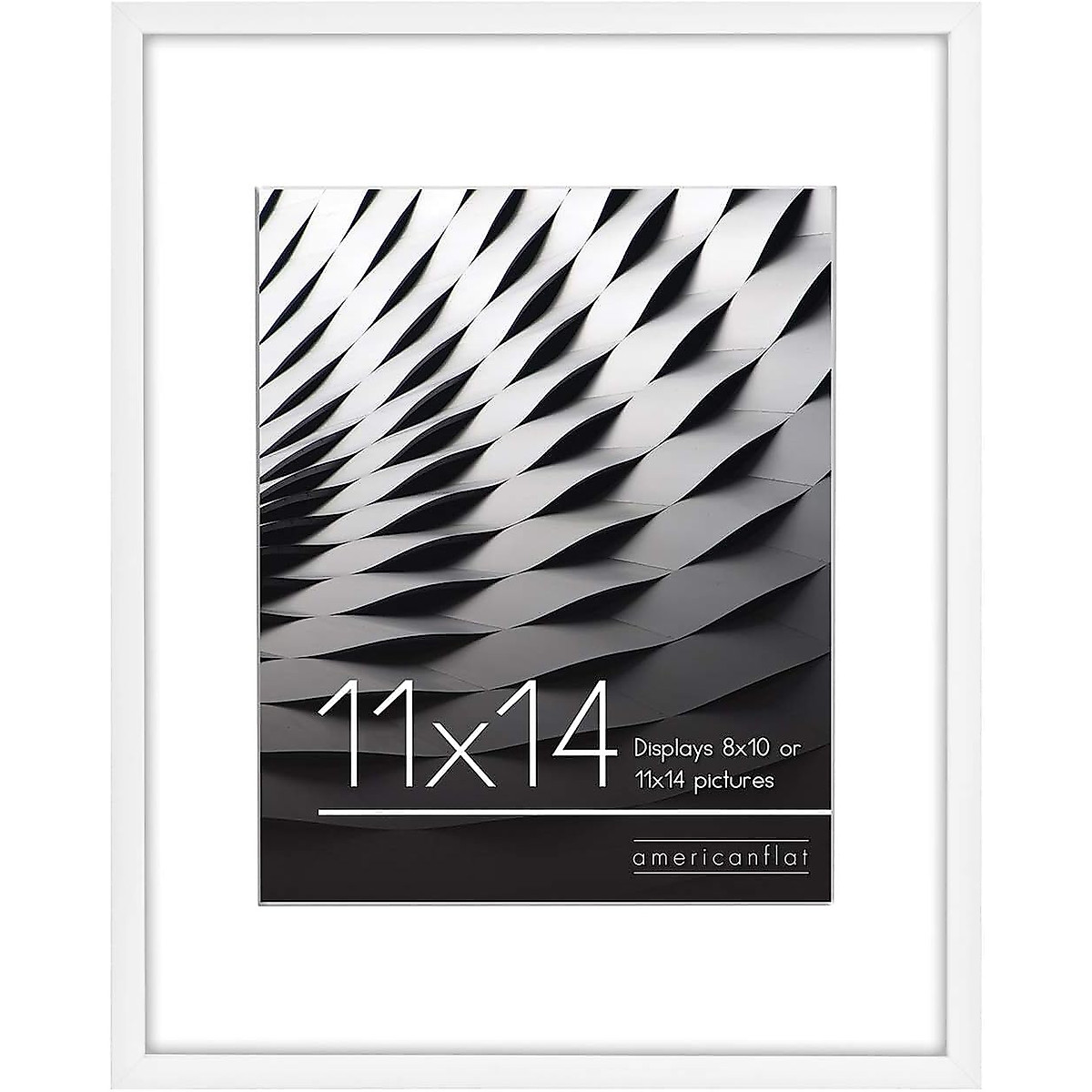 Americanflat 11x14 Picture Frame with Shatter-Resistant Glass - Use as 8x10 Frame with Mat or 11x14 Frame Without Mat - Streamline Collection - Thin Photo Frame for Wall Display - White