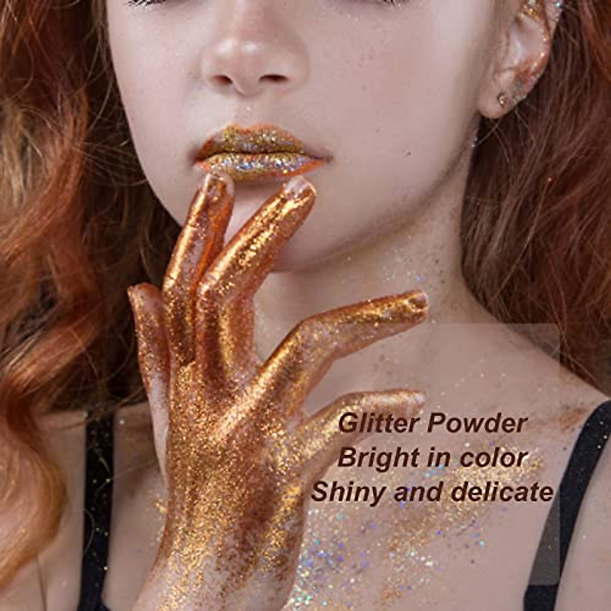 Golden Glitter Powder Face Body Paint Temporary Tattoo Nail Art Craft Glitter Powder Halloween Cosplay Party Art Stage Makeup 0.4oz