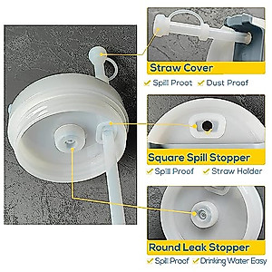 7PCS Stanley Silicone Spill leak Stopper Set of 4, for Stanley Cup 2.0 40oz/ 30oz, Tumbler Accessories,2 Straw Cover Cap, 2 Square Spill Stopper and 2 Round Leak Stopper,1 Bumper Boot
