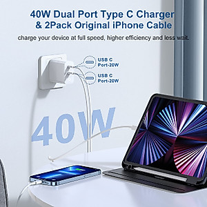40W Fast Charger for iPhone 16 15 Pro Max Charger Fast Charging,2Pack Dual Port USB C Charging Block with 4Pack 3.3FT USB C to USB-C Charger Cord for iPhone 16 15 Plus/16 15 Pro Max/iPad Pro/Samsung