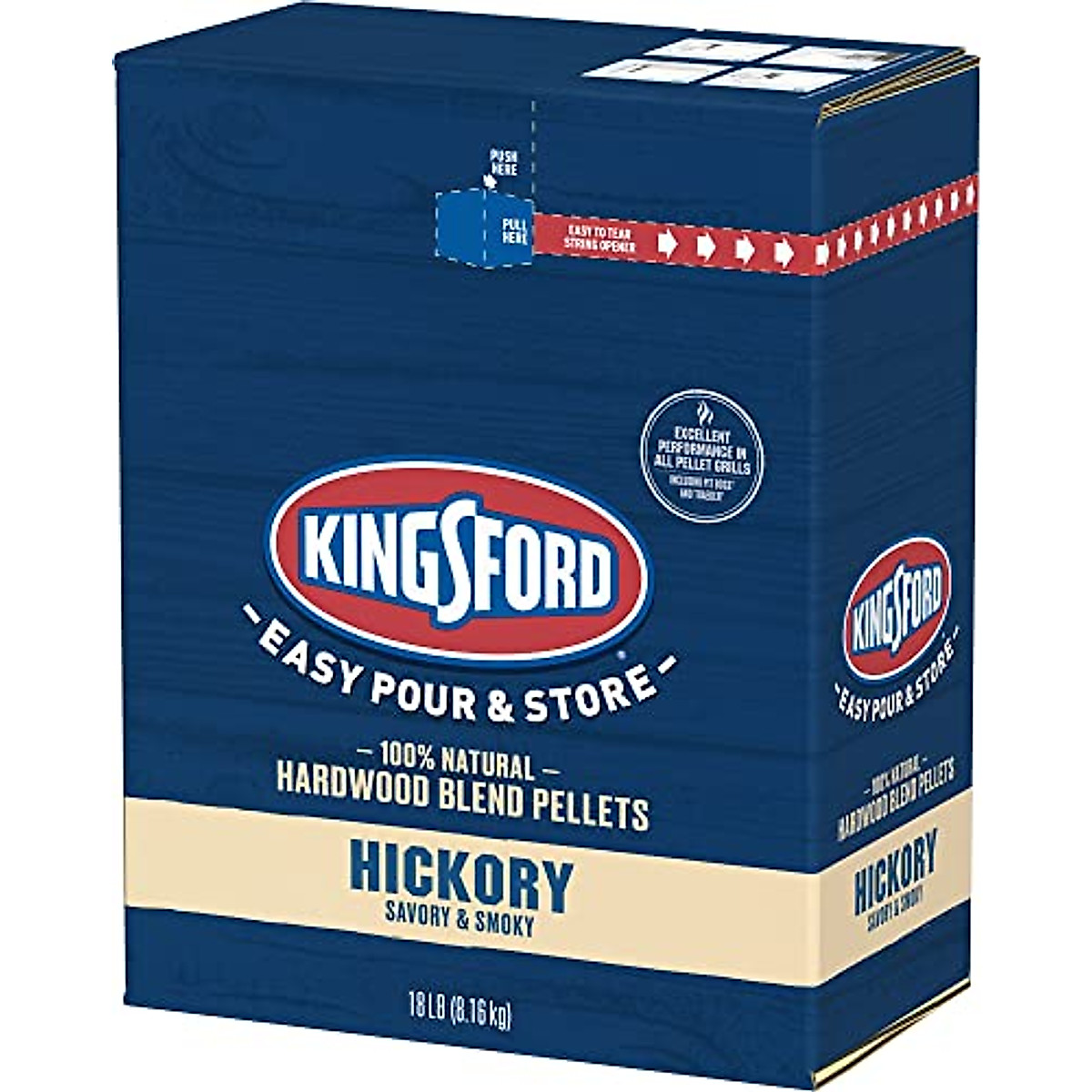 Kingsford 100% Natural Hickory Hardwood Blend Pellets - for All BBQ Grills & Smokers, 18 lbs