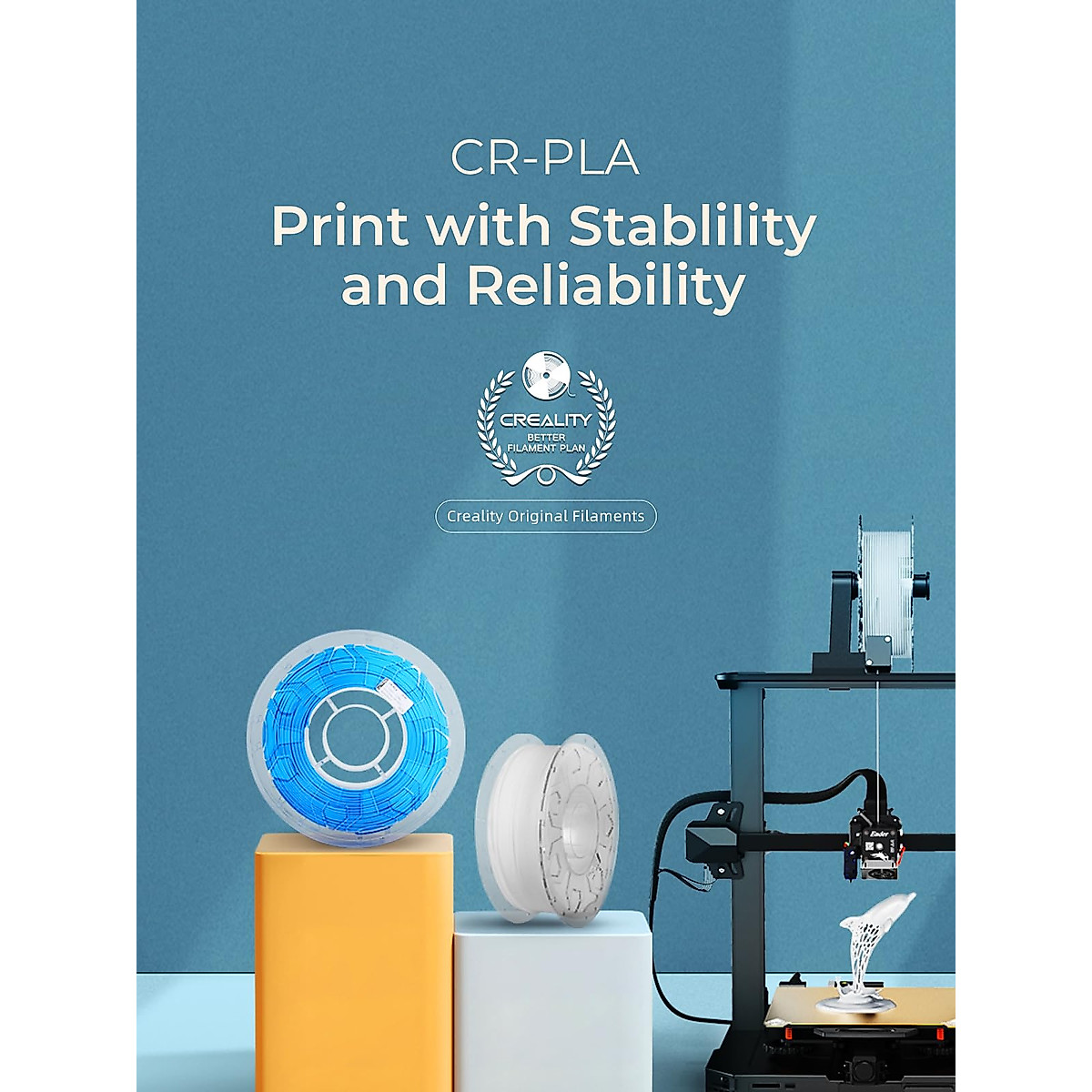 Creality PLA Filament 1.75mm, 3D Printer Filament, 1.0kg (2.2lbs) Spool, Enhanced Toughness No Warp, Dimensional Accuracy ±0.03mm Printing Filament, for FDM 3D Printers (Black)