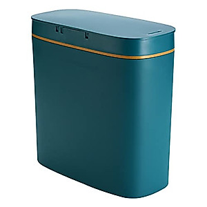 Kitchen Trash Can with Lid - Automatic Dustbin 2 Modes Touch Free Narrow Design Bag Pumping Odor Isolation Thickening Intelligent Waste Bin for Office - Green