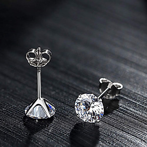 3 Pairs 925 Sterling Silver Cubic Zirconia Stud Earrings Hypoallergenic Earring CZ Cartilage Tragus Earring Sets for Women Men Girls 3mm4mm5mm