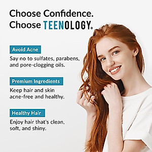 Teenology Conditioner for Teens - Avoid Forehead and Body Acne - Sulfate and Paraben Free, Noncomedogenic, Natural Botanical Extracts, Vanilla Almond - 16 oz.