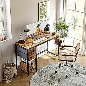 Cubiker Computer Home Office Desk with Drawers, 40 Inch Small Desk Study Writing Table, Modern Simple PC Desk, Black