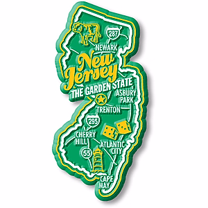New Jersey Premium State Magnet by Classic Magnets, 1.6" x 3.5", Collectible Souvenirs Made in The USA