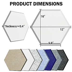SHJADE Acoustic Panels Hexagon Self-Adhesive, 12 Pack Soundproof Wall Padding, 12" X 10" X 0.4" Absorption Panel Used in Home and Offices(Grey)