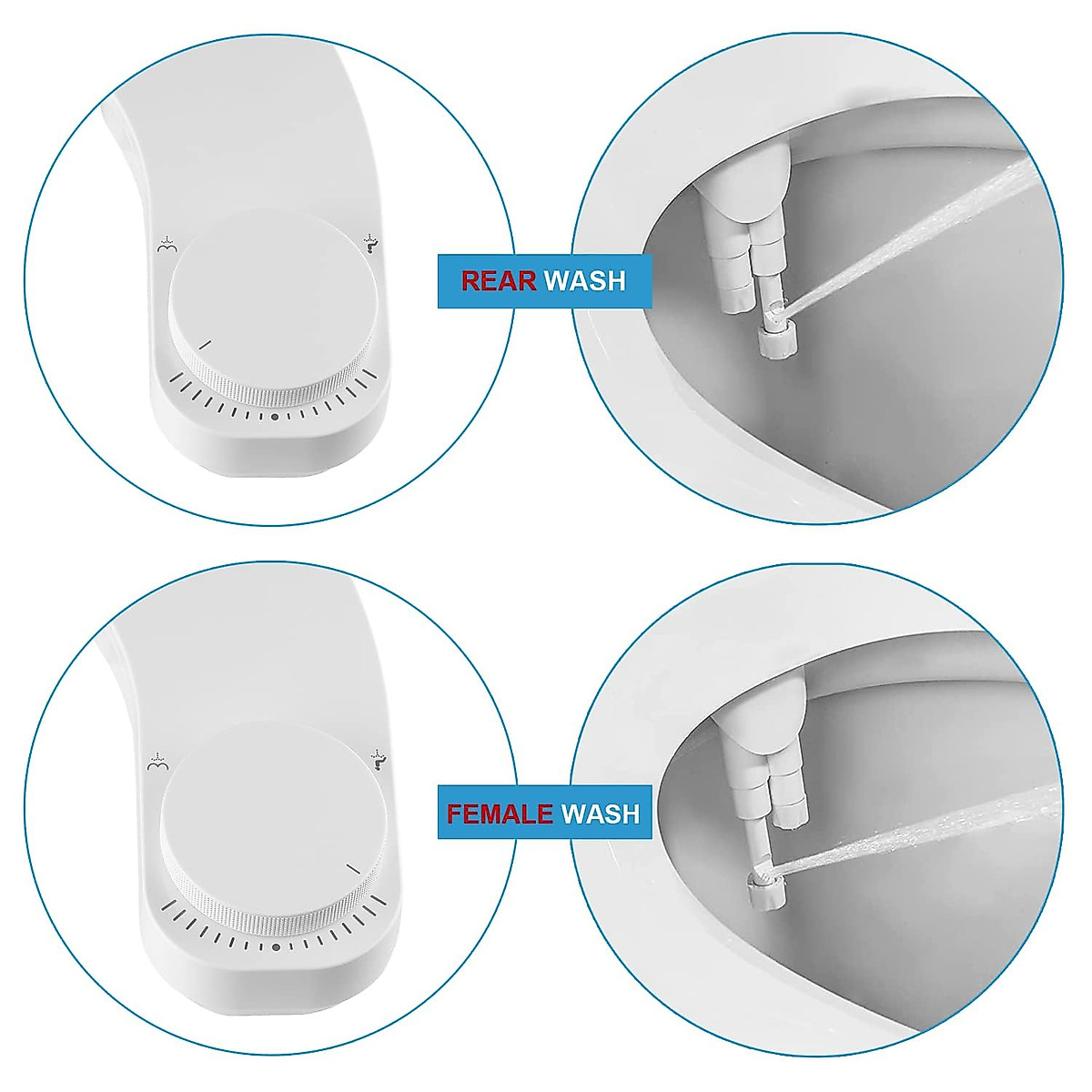 Bidet Attachment - WITHLENT Ultra-Slimt Non-Electric Dual Nozzle (Frontal & Rear Wash) Adjustable Water Pressure, Water Bidet Toilet Seat Attachment (White)
