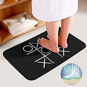 Tic Tac Toe Noughts and Crosses Board Bathroom Rugs and Mats Sets 3 Piece Combination Non-Slip Mat Coral Velvet Toilet Lid Cover Washable 15.7"x23.6"