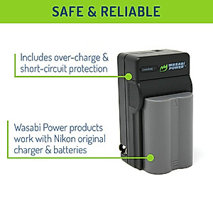 Wasabi Power Battery (2-Pack) and Charger for Nikon EN-EL3e and Nikon D50, D70, D70s, D80, D90, D100, D200, D300, D300S, D700