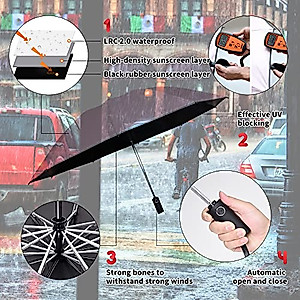 GENMAI SOEASY Umbrella for Rain, Sun Umbrella Windproof Travel Compact Folding Umbrella, Light Automatic Portable Compact Large Car UV Umbrella for Walking,Big Pink Umbrella for Men and Women