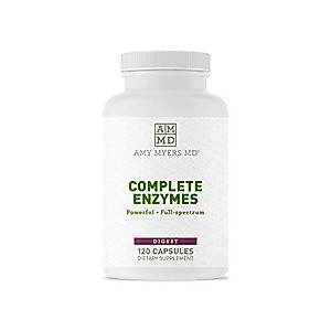 Amy Myers MD Digestive Enzymes for Digestion Aid - 19 Enzymes for Gut Health, Bloating & Stomach Issues - DPP-IV Protease Amylase Lipase Lactase Sucrase - Break down protein carb sugar fiber 120 Caps