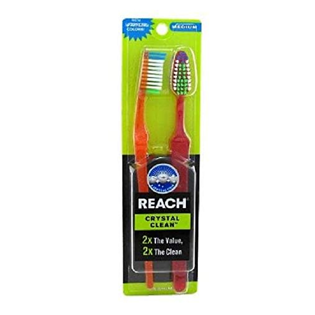 Reach Crystal Clean Value Count Toothbrush, Medium, 2-Count (1 Pack)