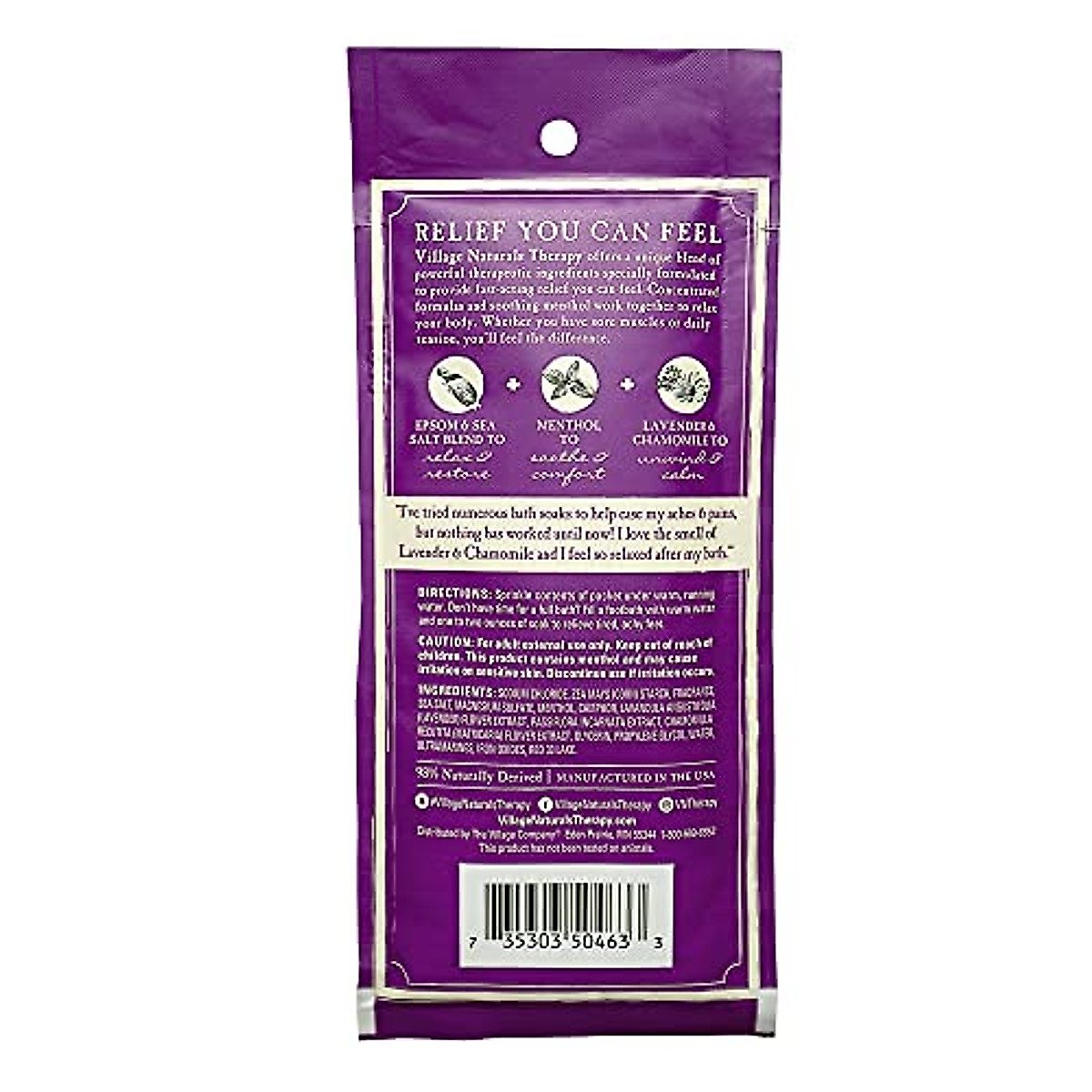 Village Naturals Therapy, Mineral Bath Soak, Aches & Pains Nighttime Relief, 2 Oz, Pack of 12