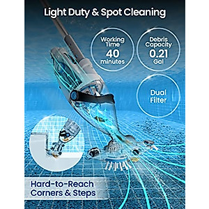 KOKIDO Swimming Pool Vacuum - Cordless Pool Cleaner - Debris Filtration for Above Ground and Inground Pools, Hot Tubs, Spas - Handheld Rechargeable Sweeper - XTROVAC 210 (NO Pole)