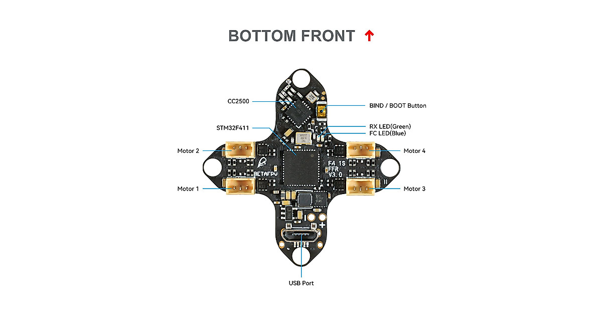 BETAFPV F4 1S 5A AIO Flight Controller for Micro Drones