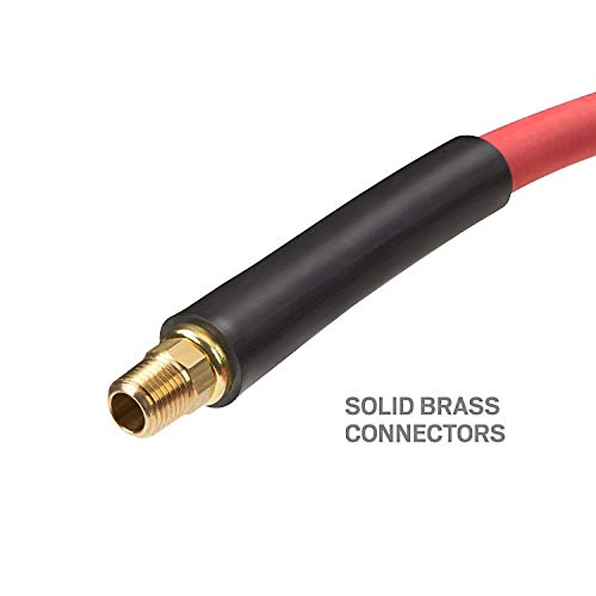 DP Dynamic Power Rubber Air Hose 3/8" x 50' 300 PSI Red/Black Assembly with 1/4" Male Pipe Thread Fittings & Bend Restictors (red)…